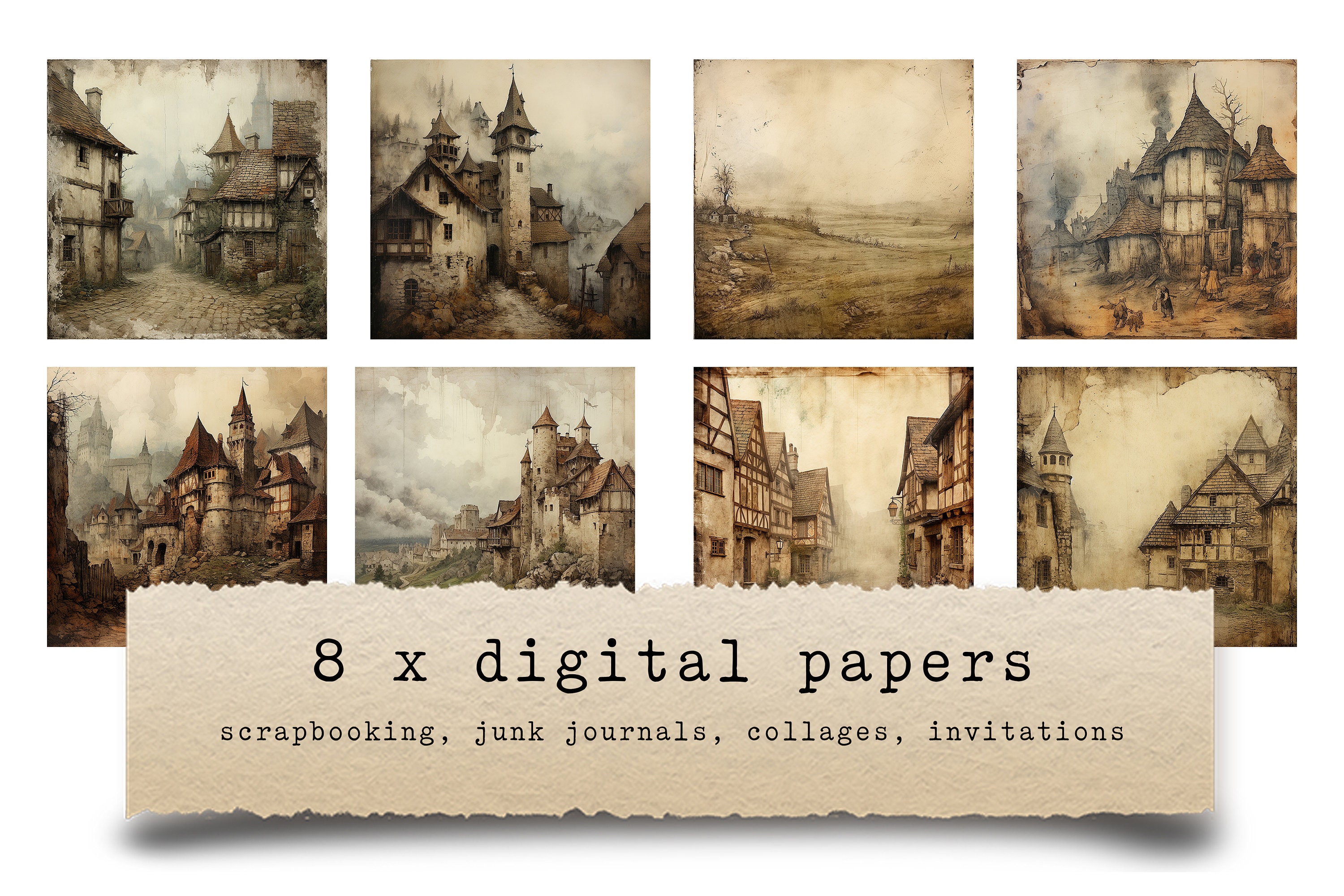 Medieval Village - Digital Papers, Backgrounds, Scrapbooking, Jpg, Junk ...