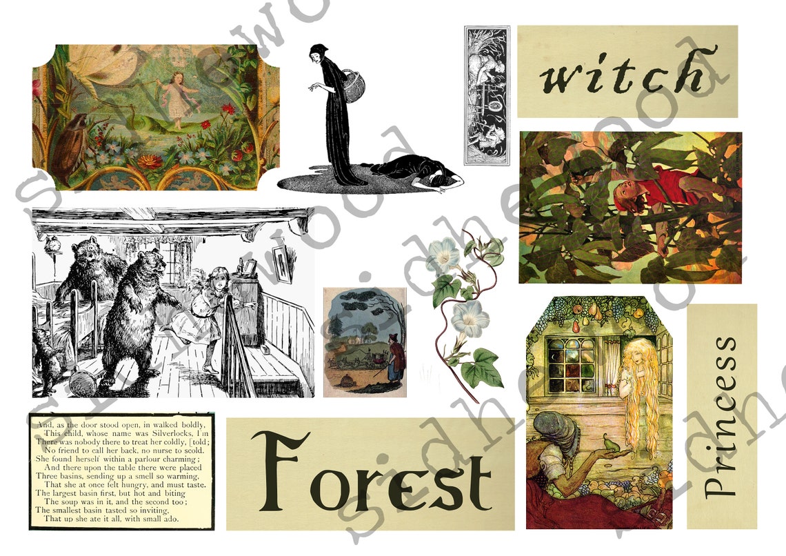 Fairy Tale Collage Sheet - Words and Pictures for Junk Journals ...