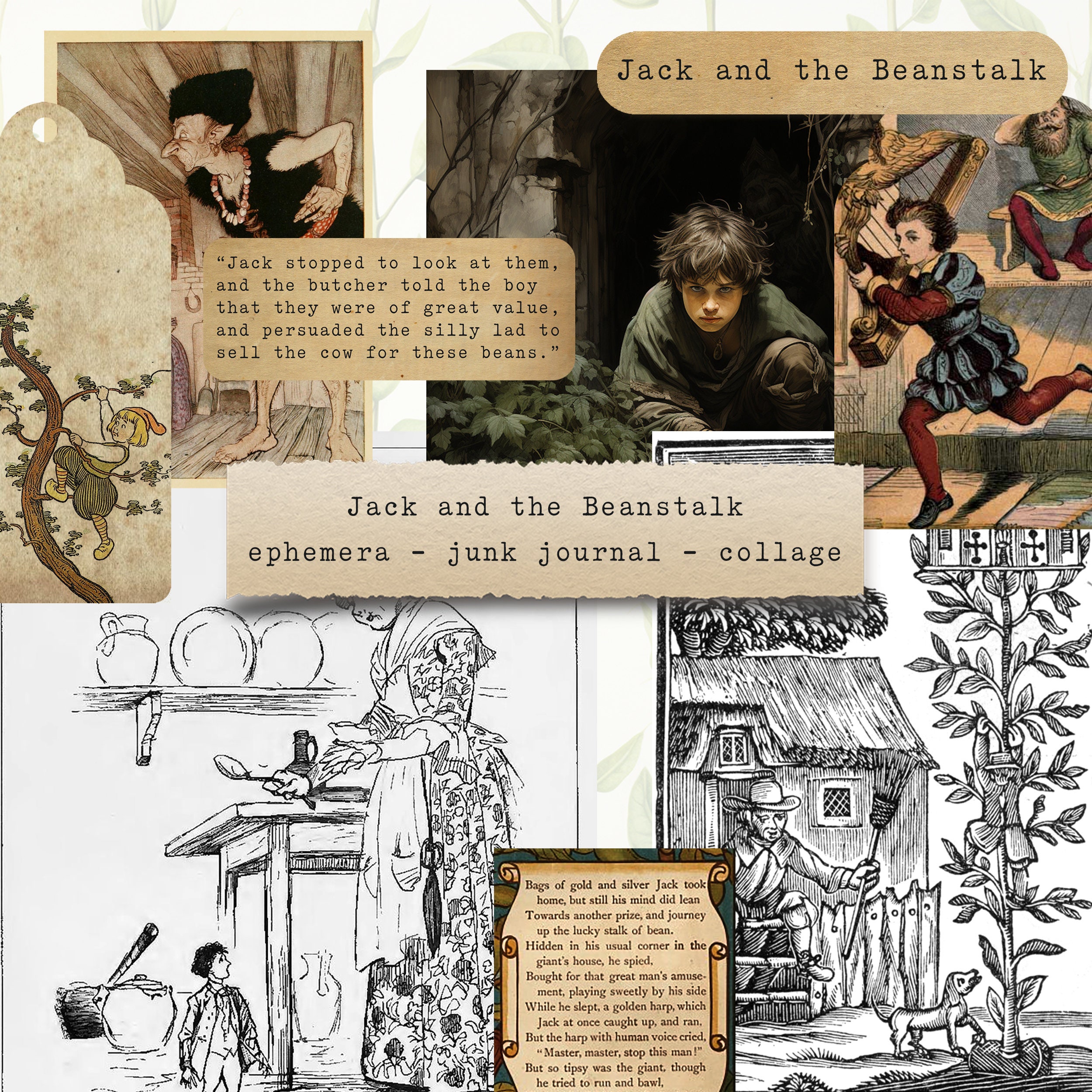 Jack and the Beanstalk Collage Sheet - Words & Pictures for Junk ...