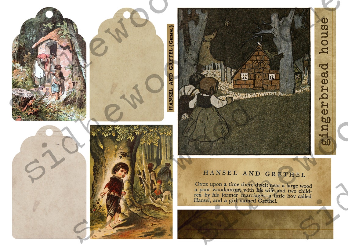 Hansel and Gretel Collage Sheet - Words and Pictures for Junk Journals ...