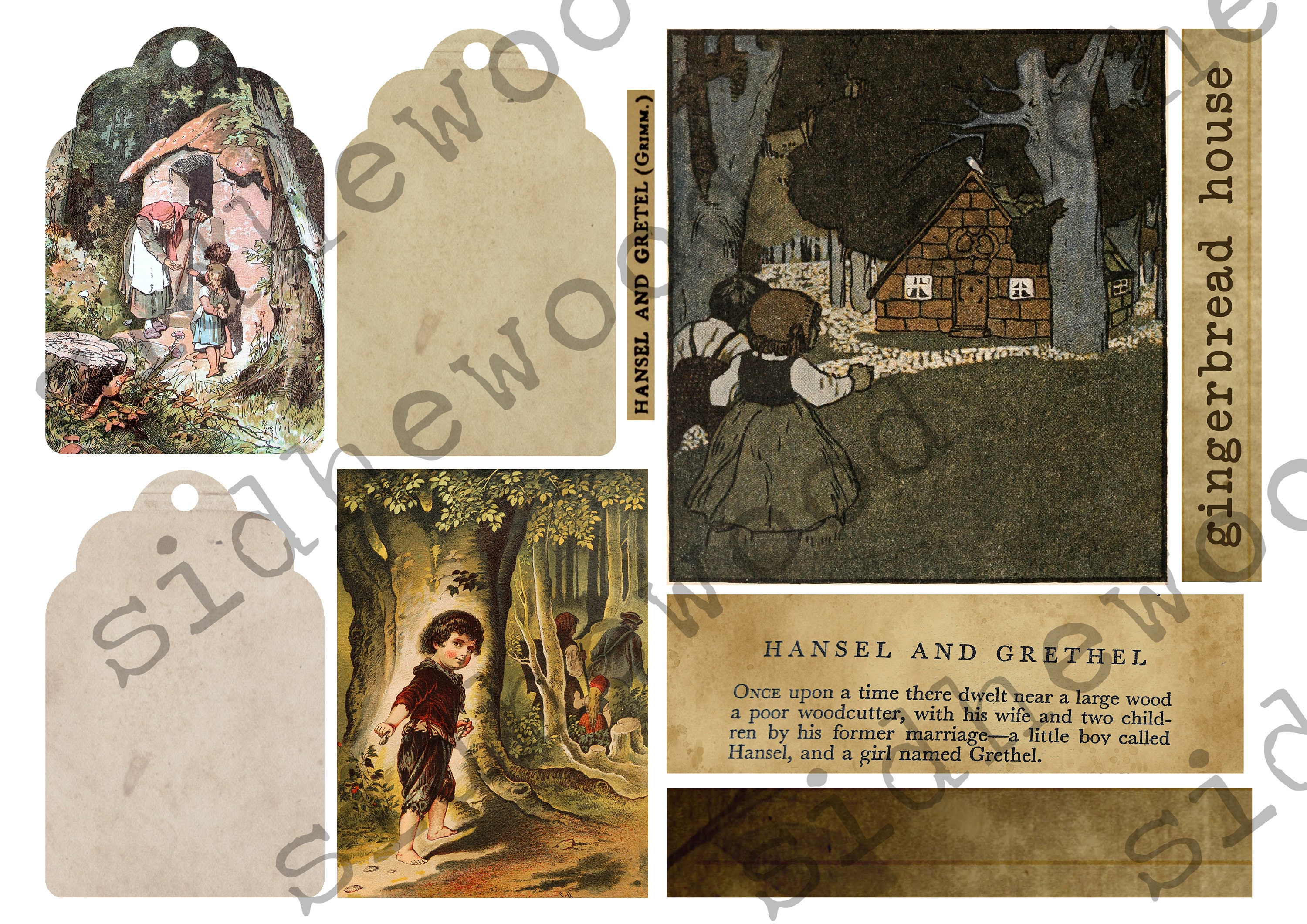 Hansel and Gretel Collage Sheet - Words and Pictures for Junk Journals ...