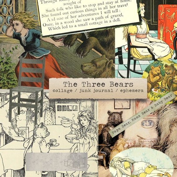 Three Bears Collage Sheet Words & Pictures for Junk - Etsy