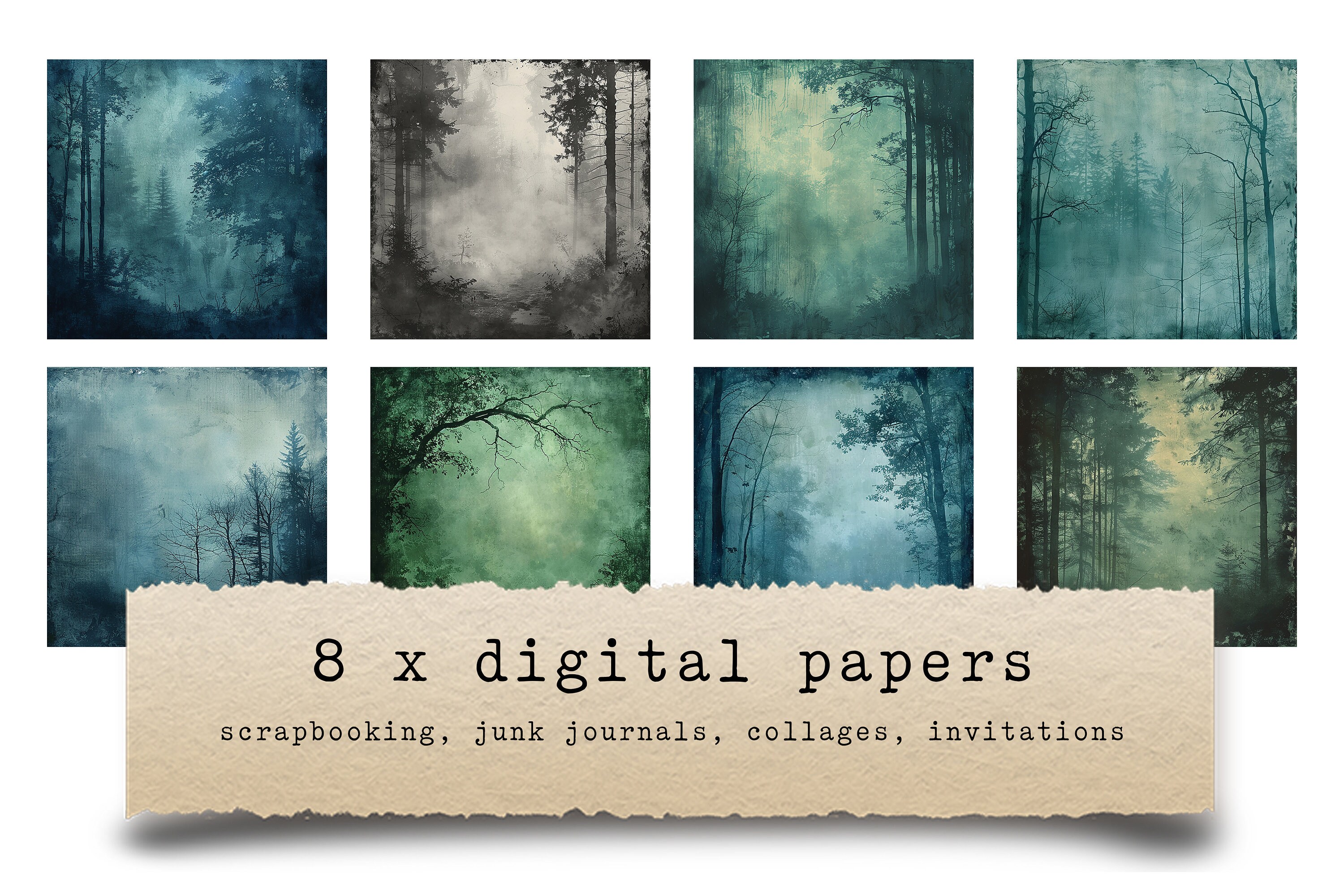 Dark Fairytale Forest - Digital Papers, Backgrounds, Scrapbooking, Jpg ...