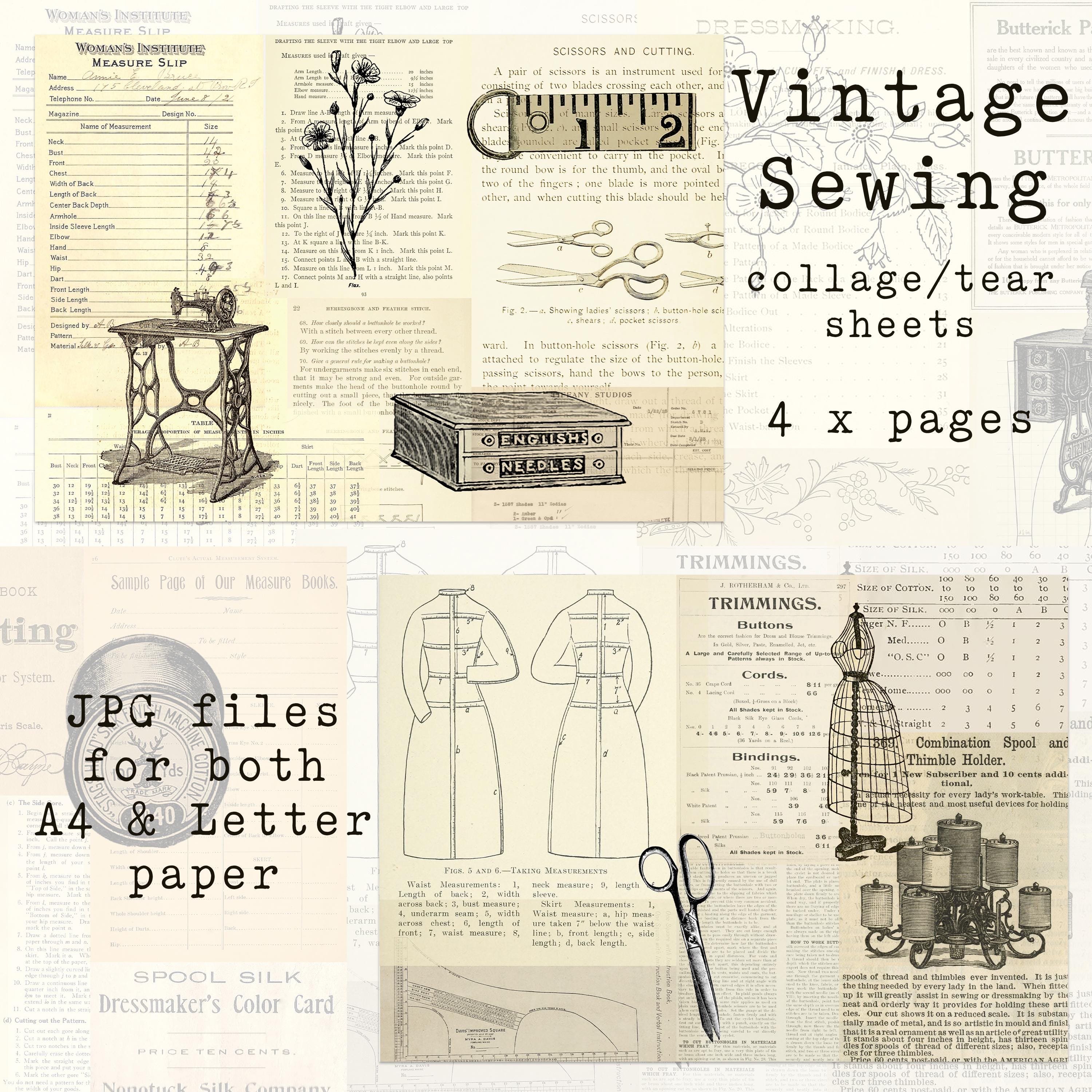 Vintage Sewing Collage Sheet - Junk Journals, Printable Paper Crafts ...