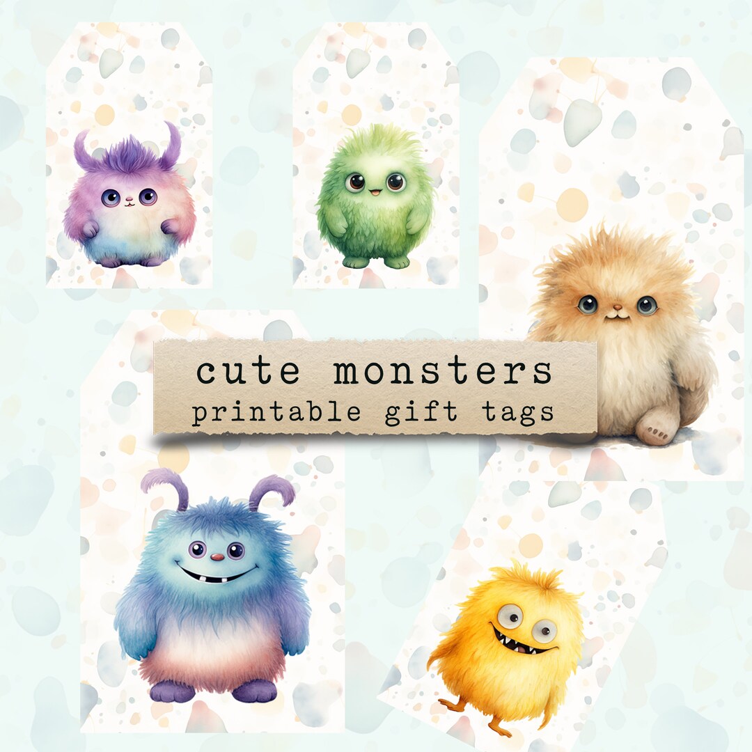 Cute Monsters Gift Tags - Ephemera, Junk Journal, Snail Mail, Printable ...