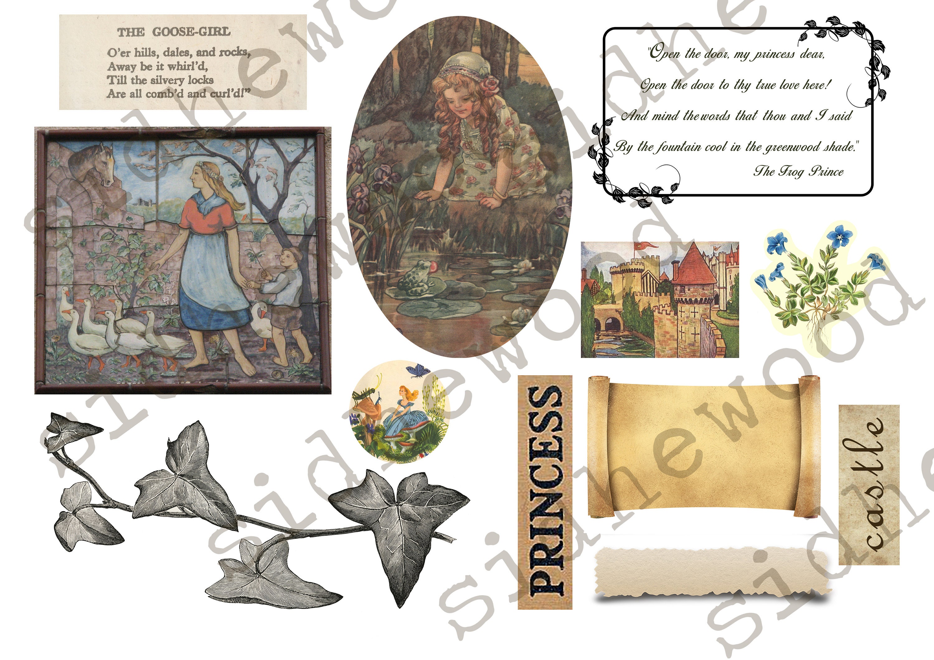 Fairy Tale Collage Sheet - Words and Pictures for Junk Journals ...