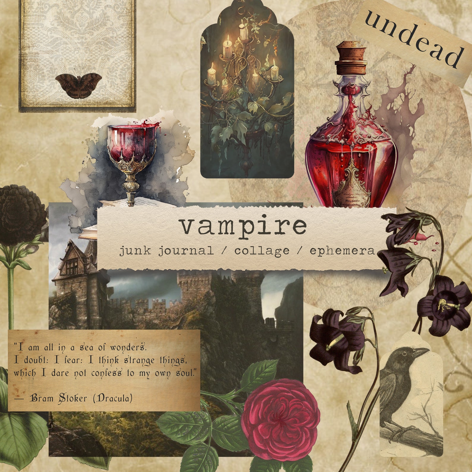 Vampire - Perfect for Junk Journals, Ephemera, Printable Paper Crafts ...