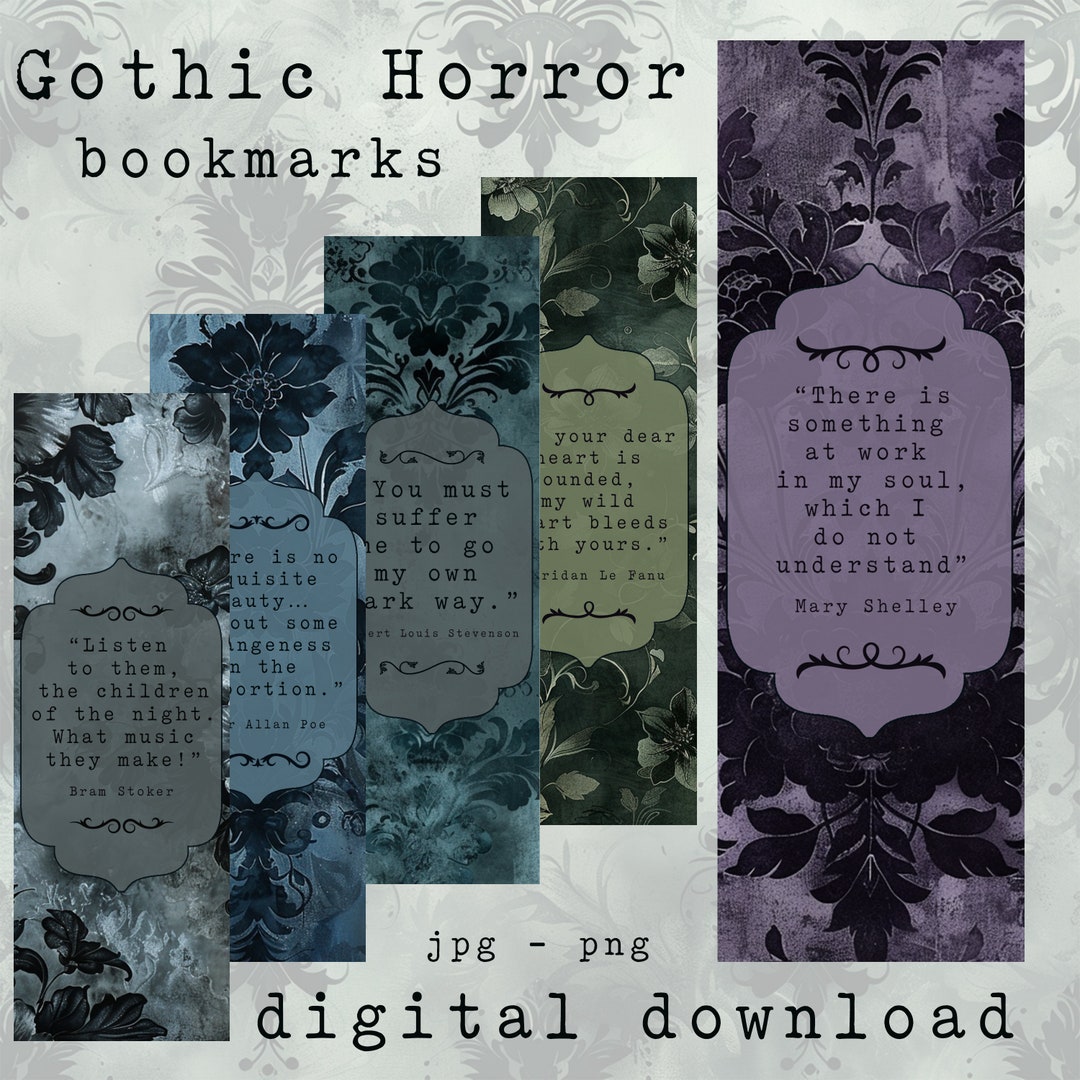 Gothic Horror Bookmarks - Digital Download, Printable, Gothic Novels ...