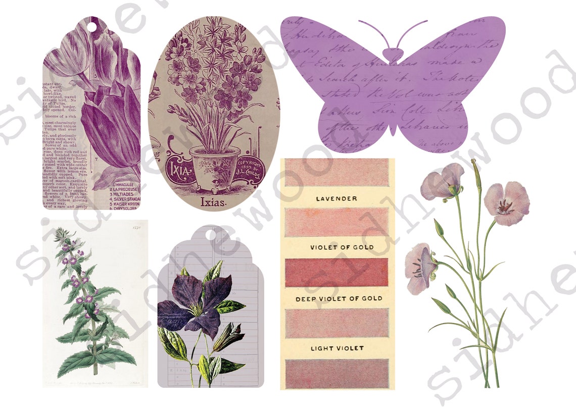Purple - Ephemera, Junk Journals, Printable Paper Crafts, Scrapbooking ...