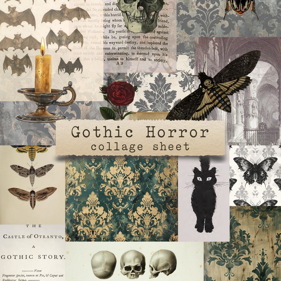 Gothic Horror Collage Sheet - Junk Journals, Printable Paper Crafts ...