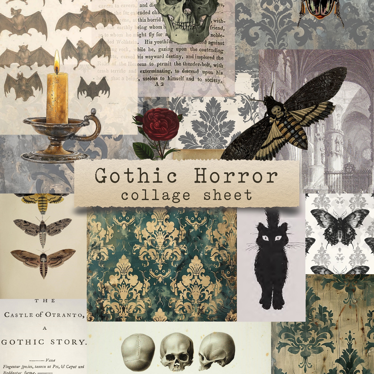 Gothic Horror Collage Sheet - Junk Journals, Printable Paper Crafts ...
