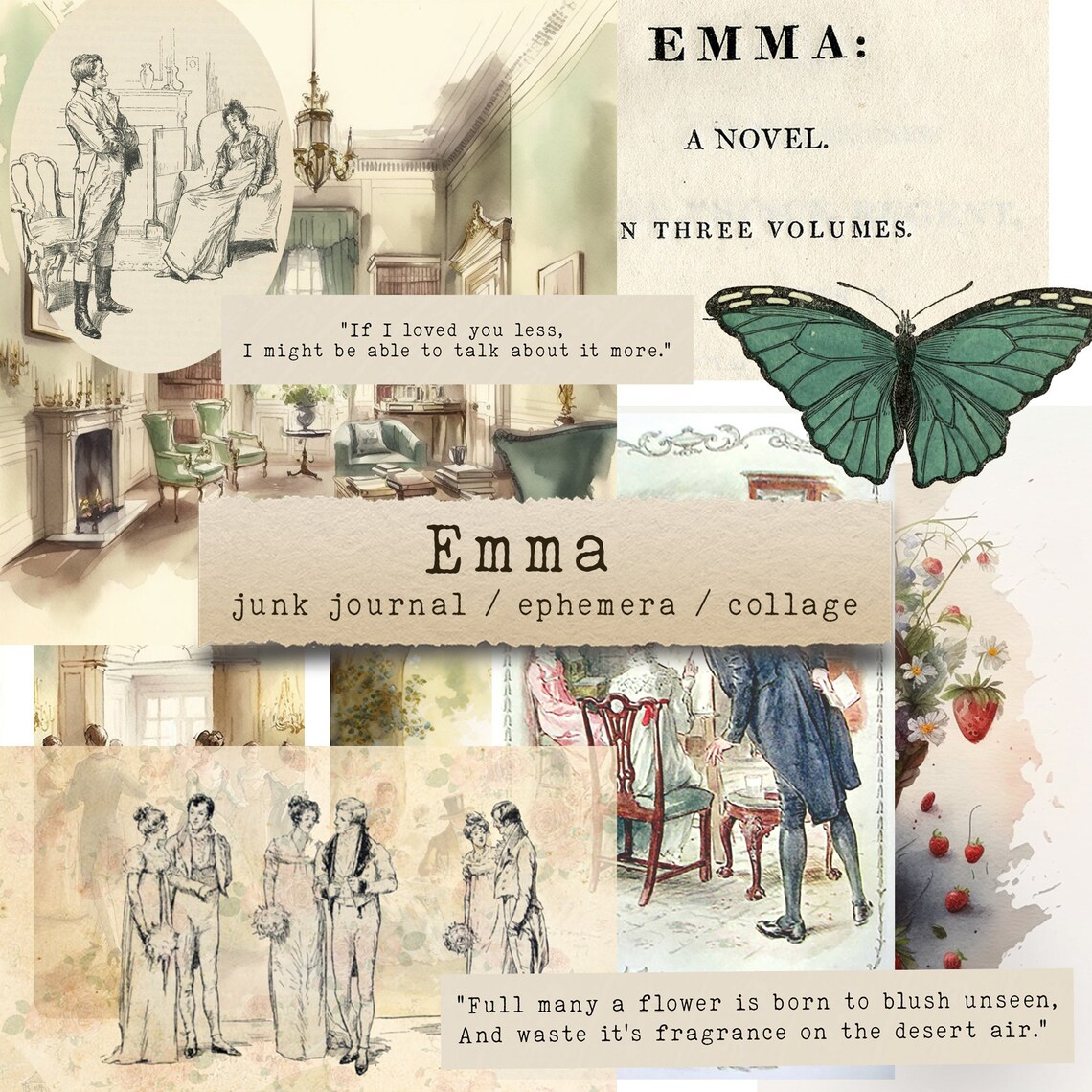 Emma by Jane Austen Ephemera Junk Journals Printable Paper - Etsy