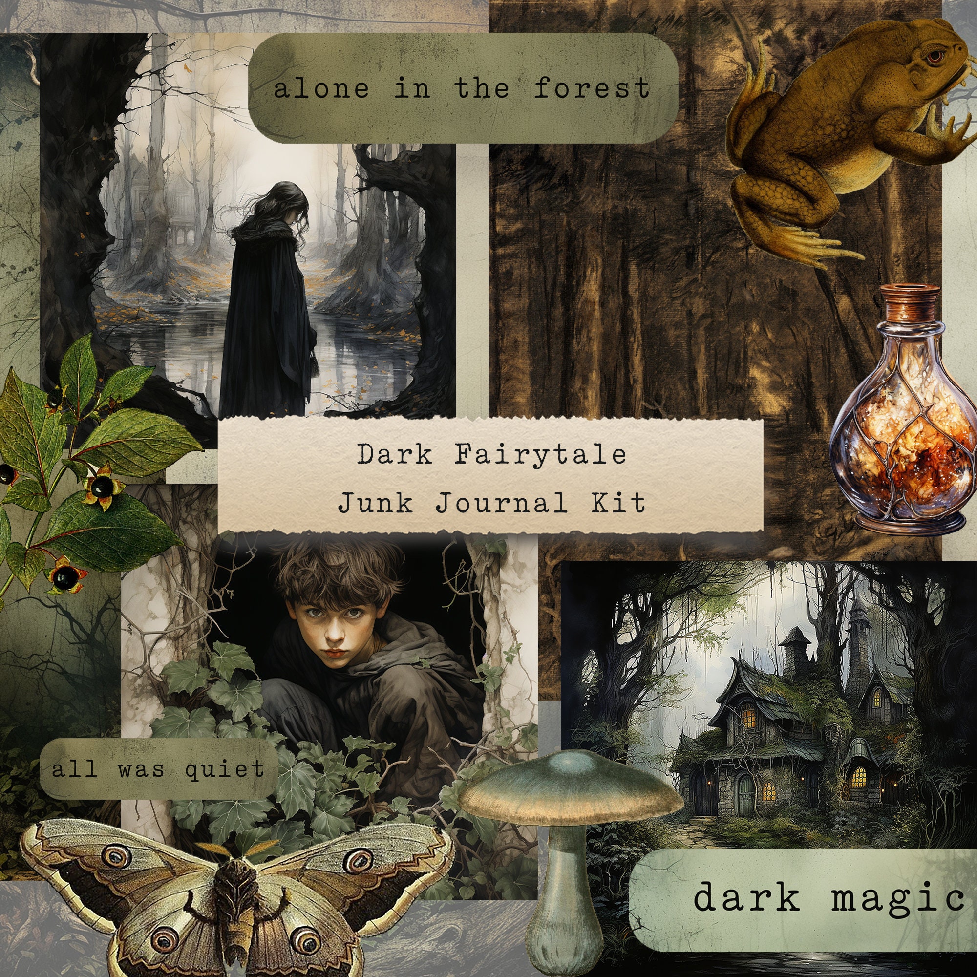 Dark Fairy Tale Junk Journal Kit - Pages, Ephemera, Printable ...
