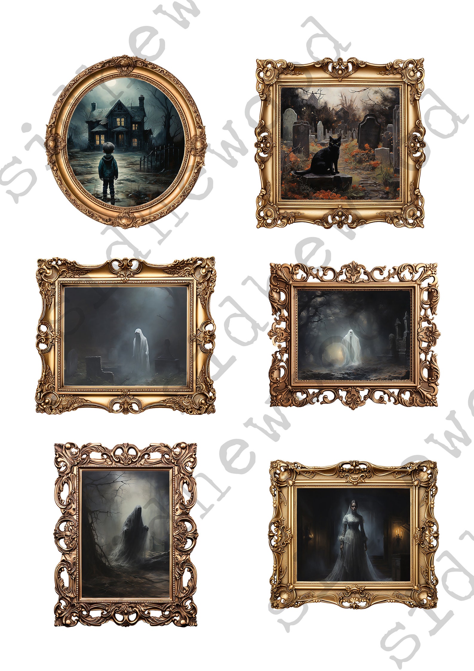 Spooky Frames - 12 PNG Files, Digital Download, Clipart, Fussy Cut ...