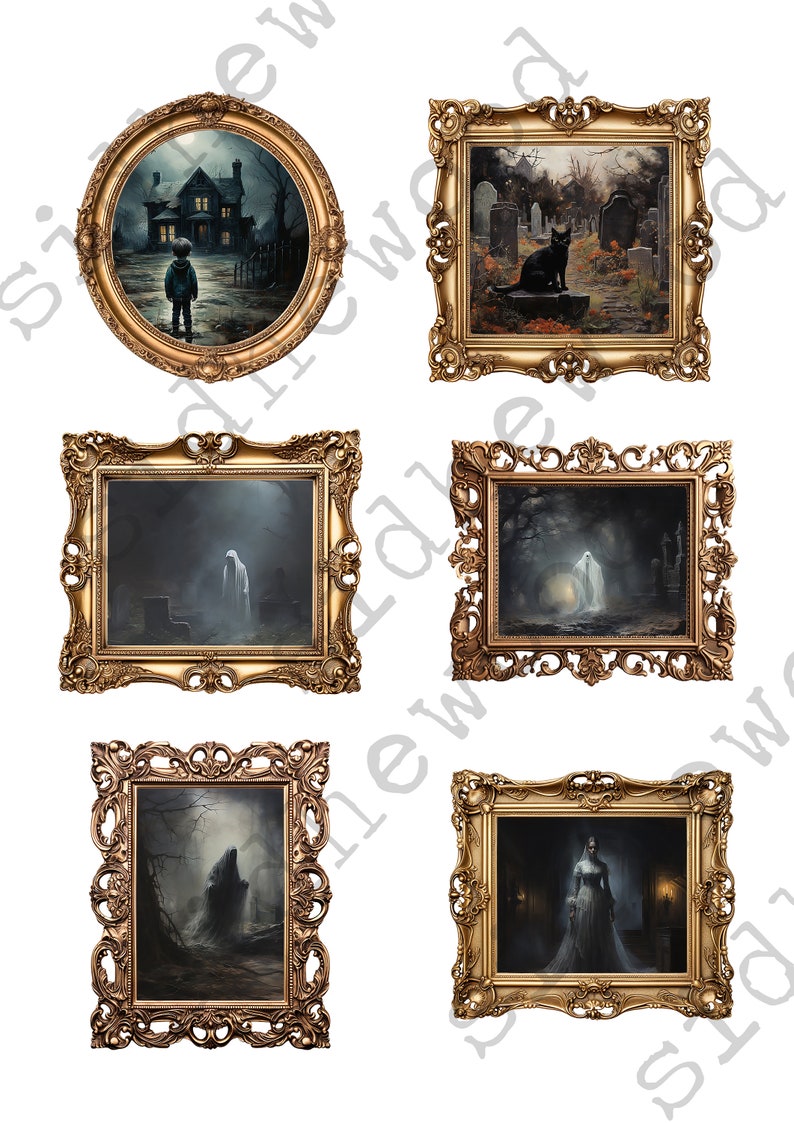 Spooky Frames - 12 PNG Files, Digital Download, Clipart, Fussy Cut ...