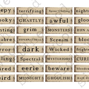 Spooky Words - for Junk Journals, Ephemera, Printable Paper Crafts ...