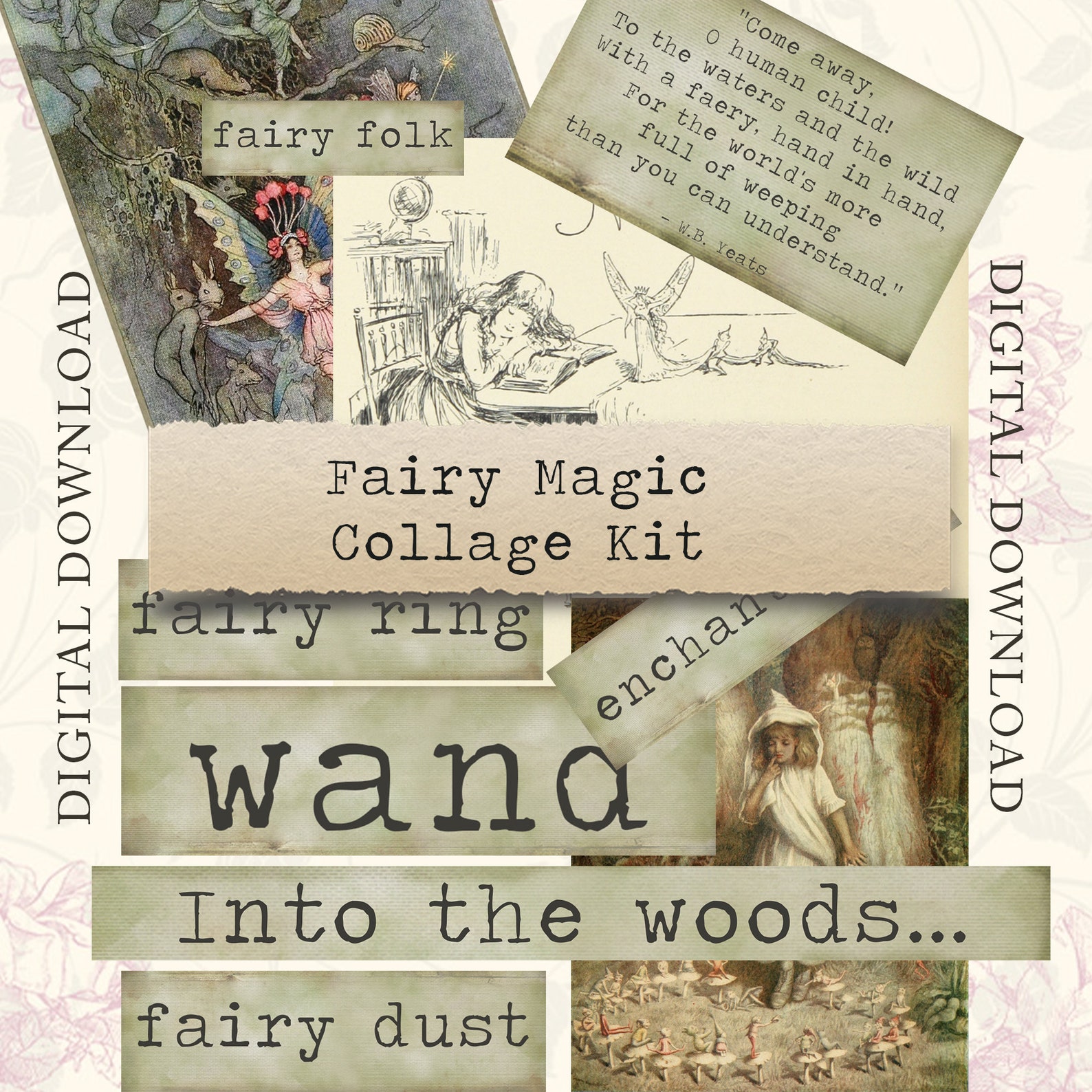 Fairy Magic Collage Sheet - Words & Pictures for Junk Journals ...