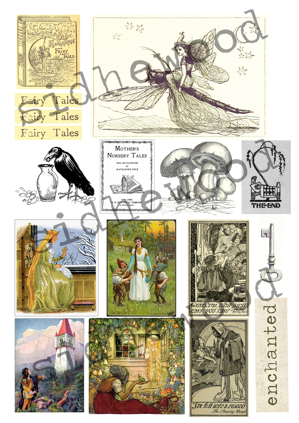 Fairy Tale Collage Sheet - Words and Pictures for Junk Journals ...