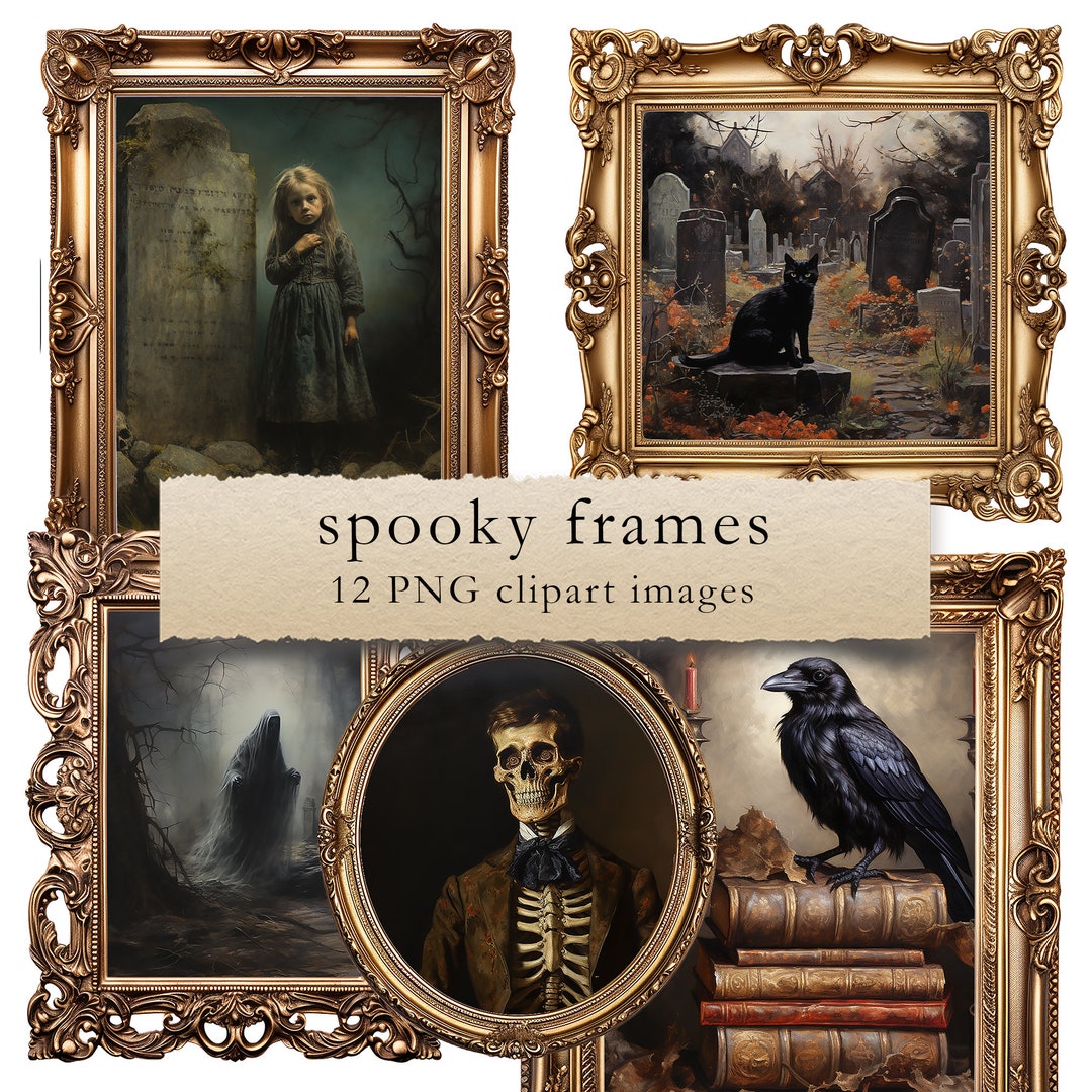 Spooky Frames - 12 PNG Files, Digital Download, Clipart, Fussy Cut ...