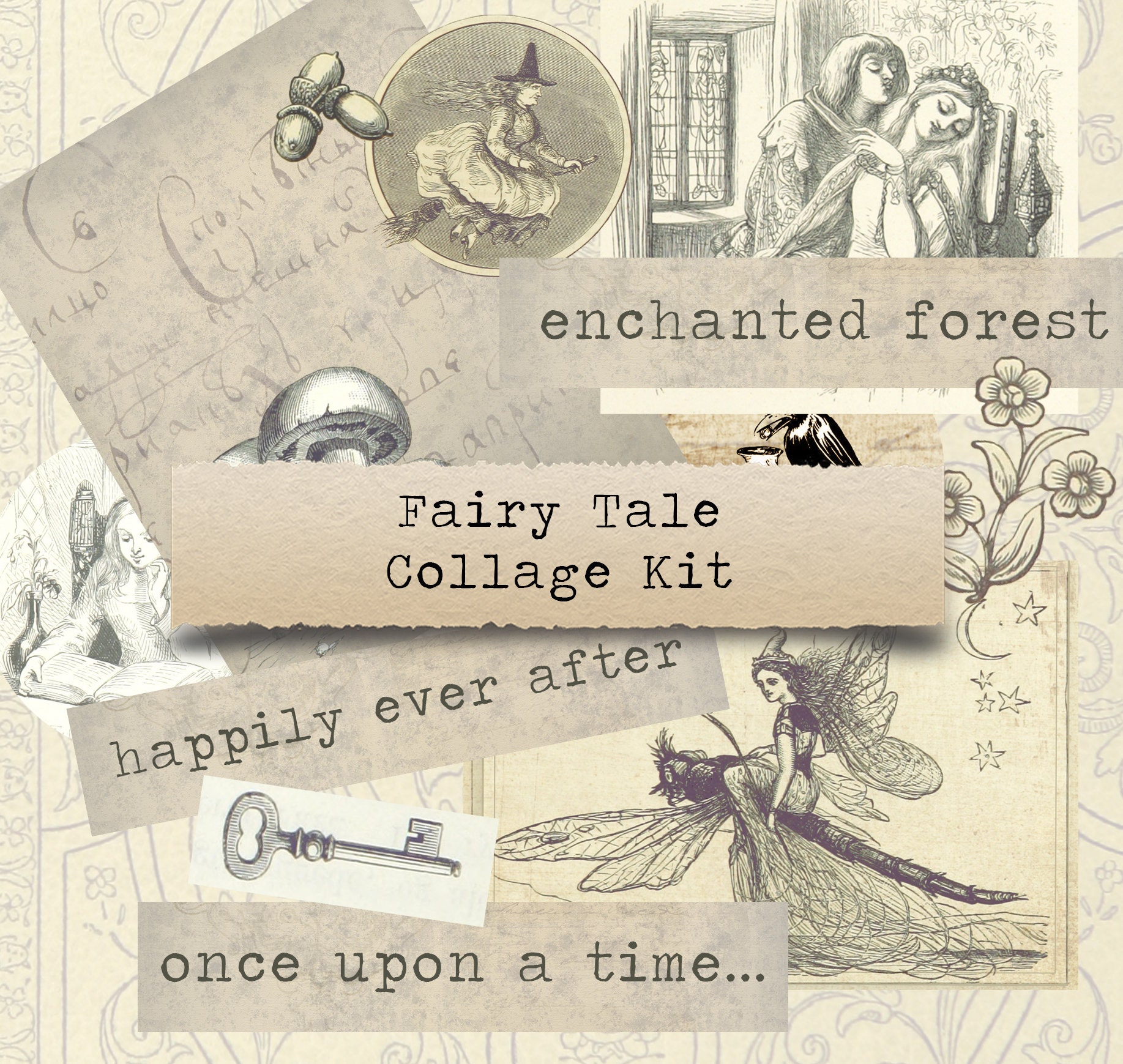 Fairy Tale Collage Sheet Words and Pictures for Junk - Etsy
