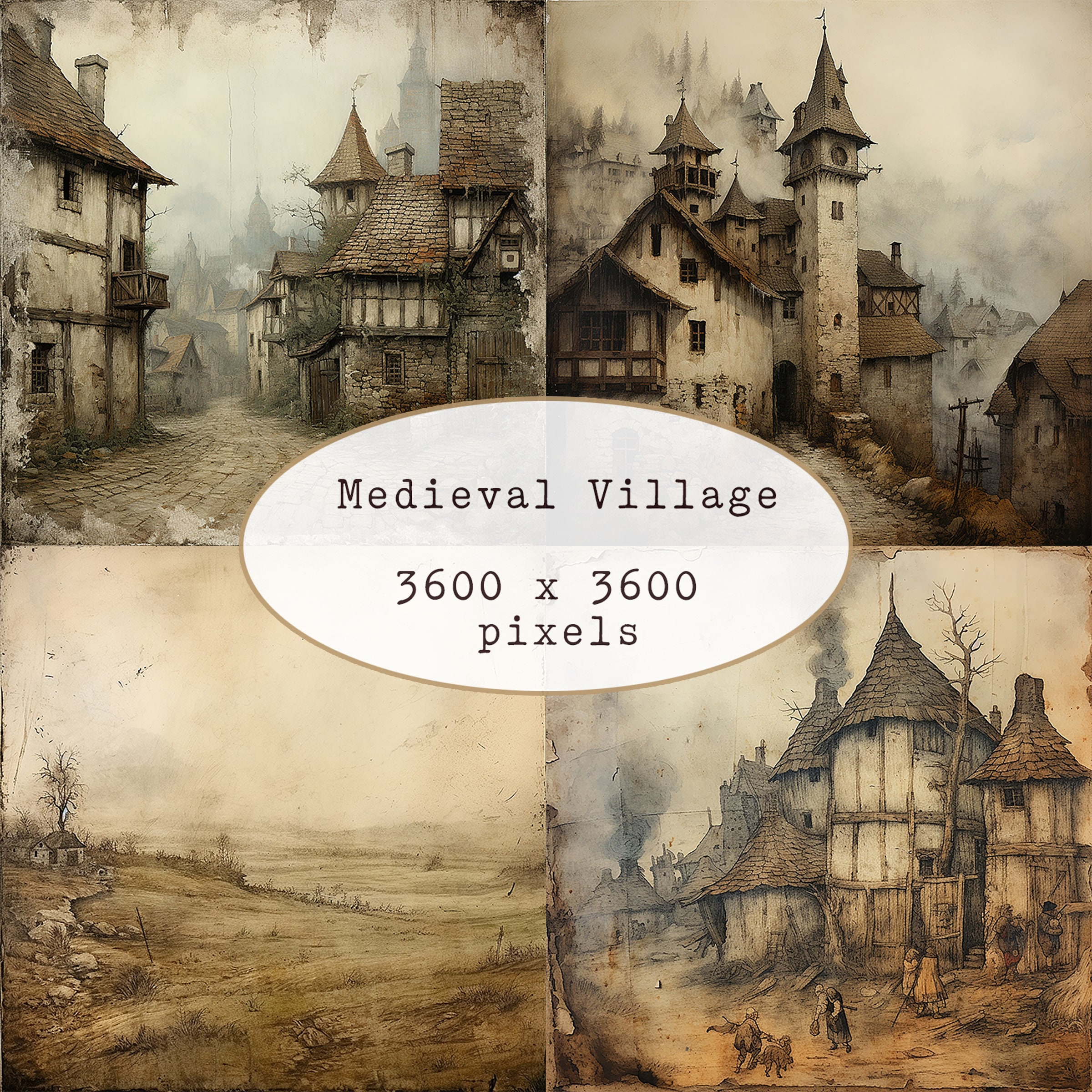 Medieval Village - Digital Papers, Backgrounds, Scrapbooking, Jpg, Junk ...