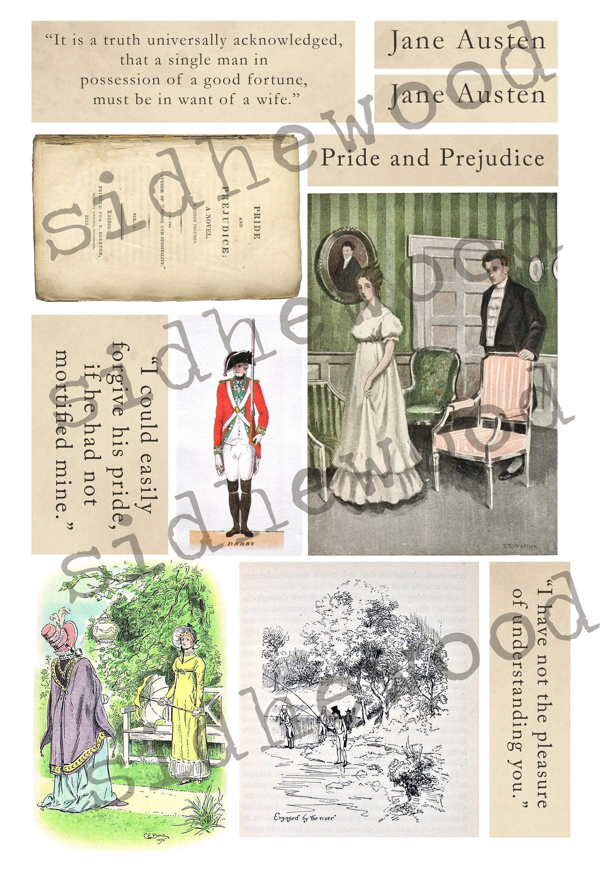 Pride and Prejudice by Jane Austen Ephemera Junk Journals - Etsy Australia