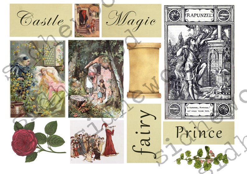 Fairy Tale Collage Sheet - Words and Pictures for Junk Journals ...