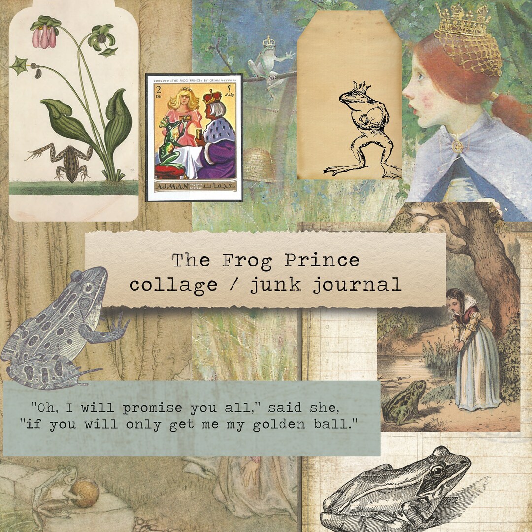 The Frog Prince Collage Sheet - for Junk Journals, Printable Paper ...