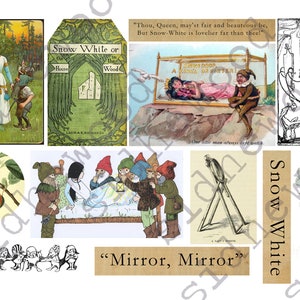 Snow White Collage Sheet - Words and Pictures for Junk Journals, Paper ...