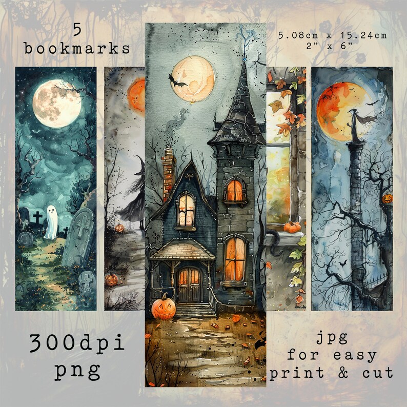 Halloween Bookmarks - Digital Download, Printable, Magic, Whimsical - Etsy
