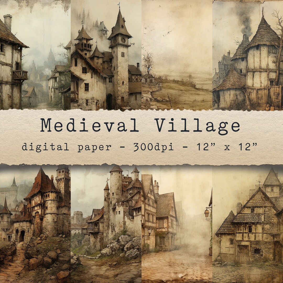 Medieval Village - Digital Papers, Backgrounds, Scrapbooking, Jpg, Junk ...