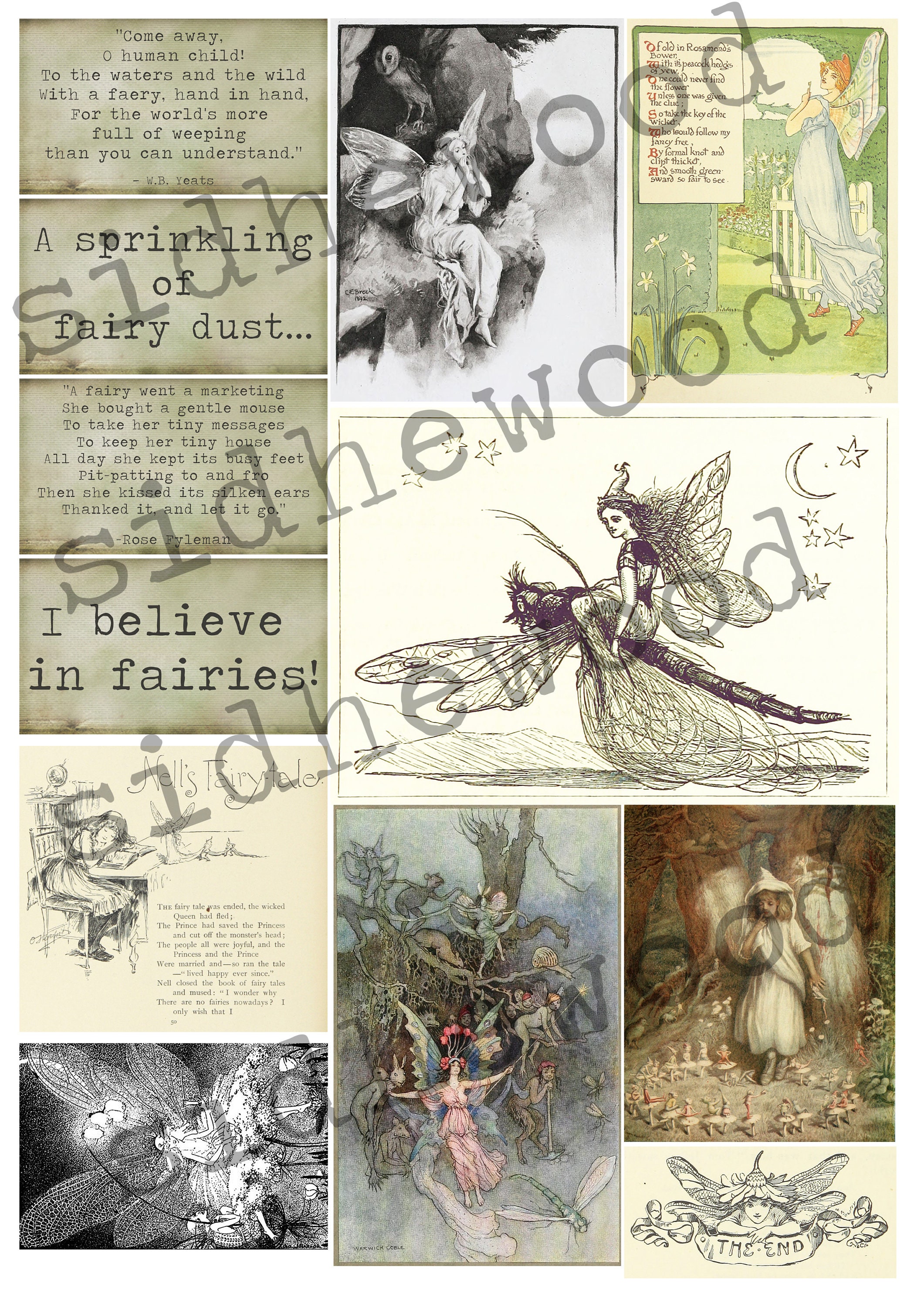 Fairy Magic Collage Sheet - Words & Pictures for Junk Journals ...