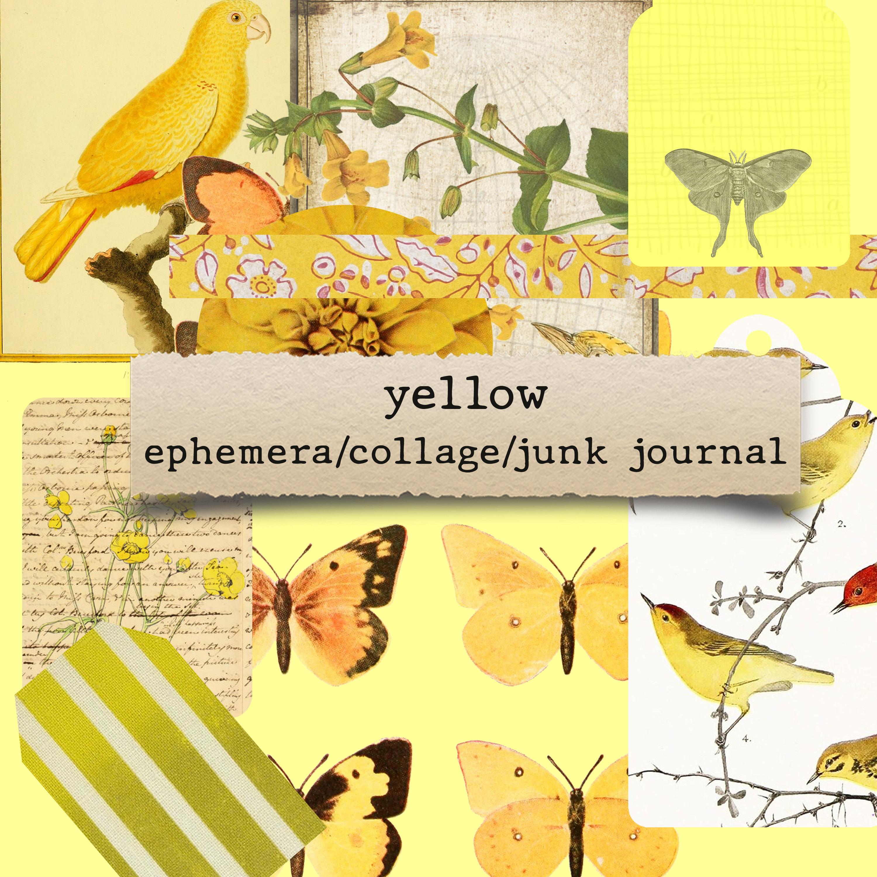 Yellow - Ephemera, Junk Journals, Printable Paper Crafts, Scrapbooking ...