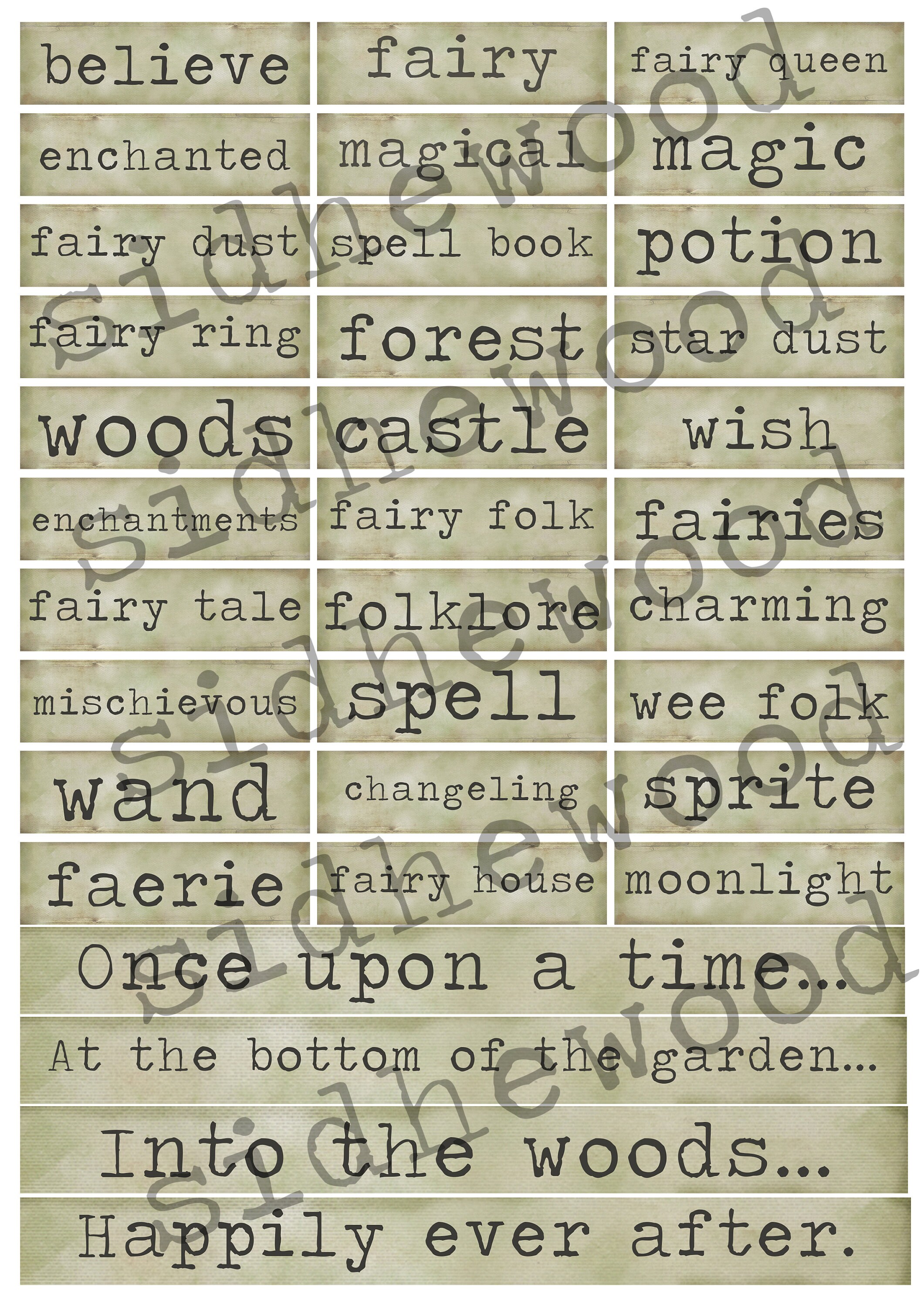Fairy Magic Collage Sheet - Words & Pictures for Junk Journals ...