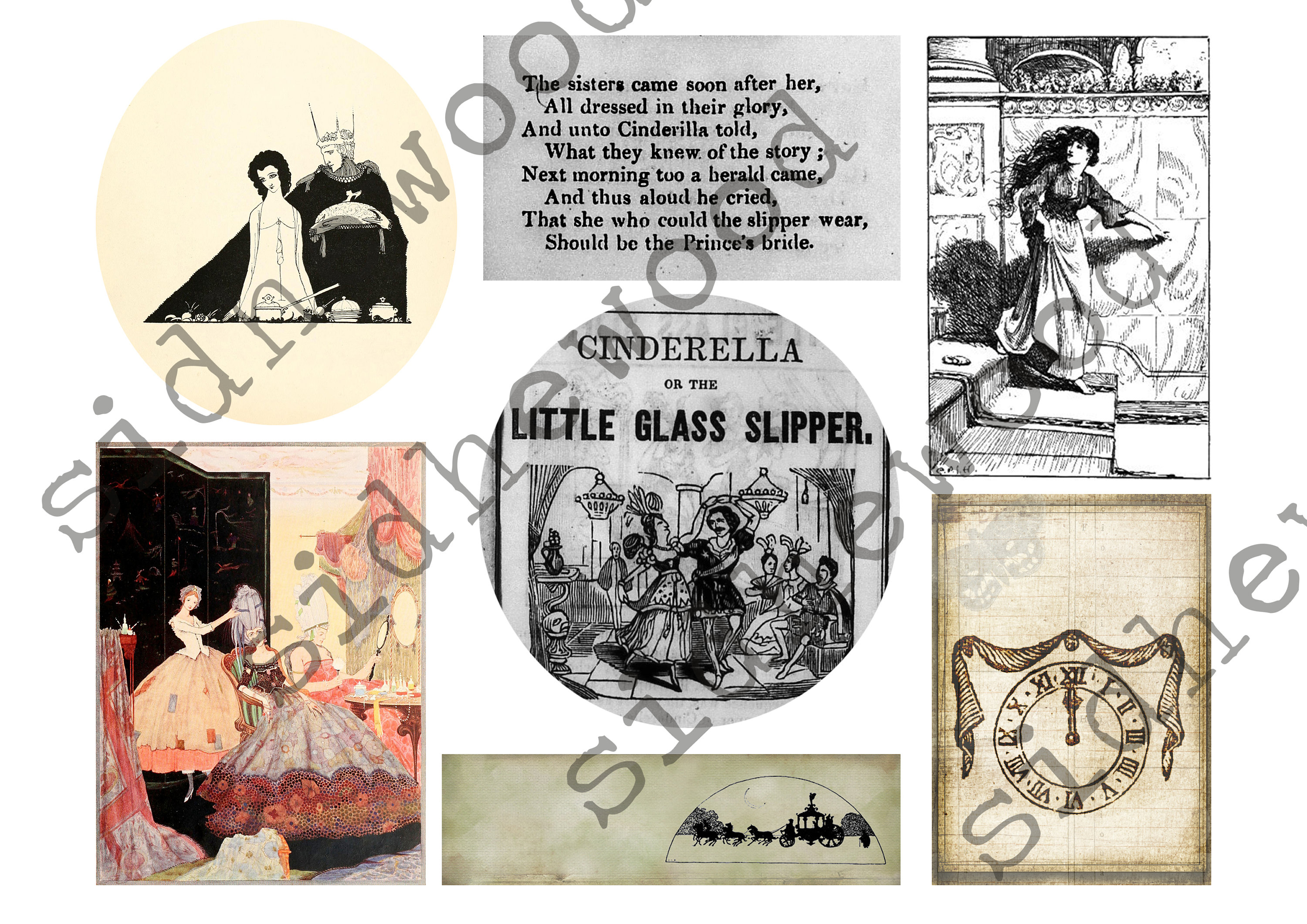 Cinderella Collage Sheet - Words and Pictures for Junk Journals ...