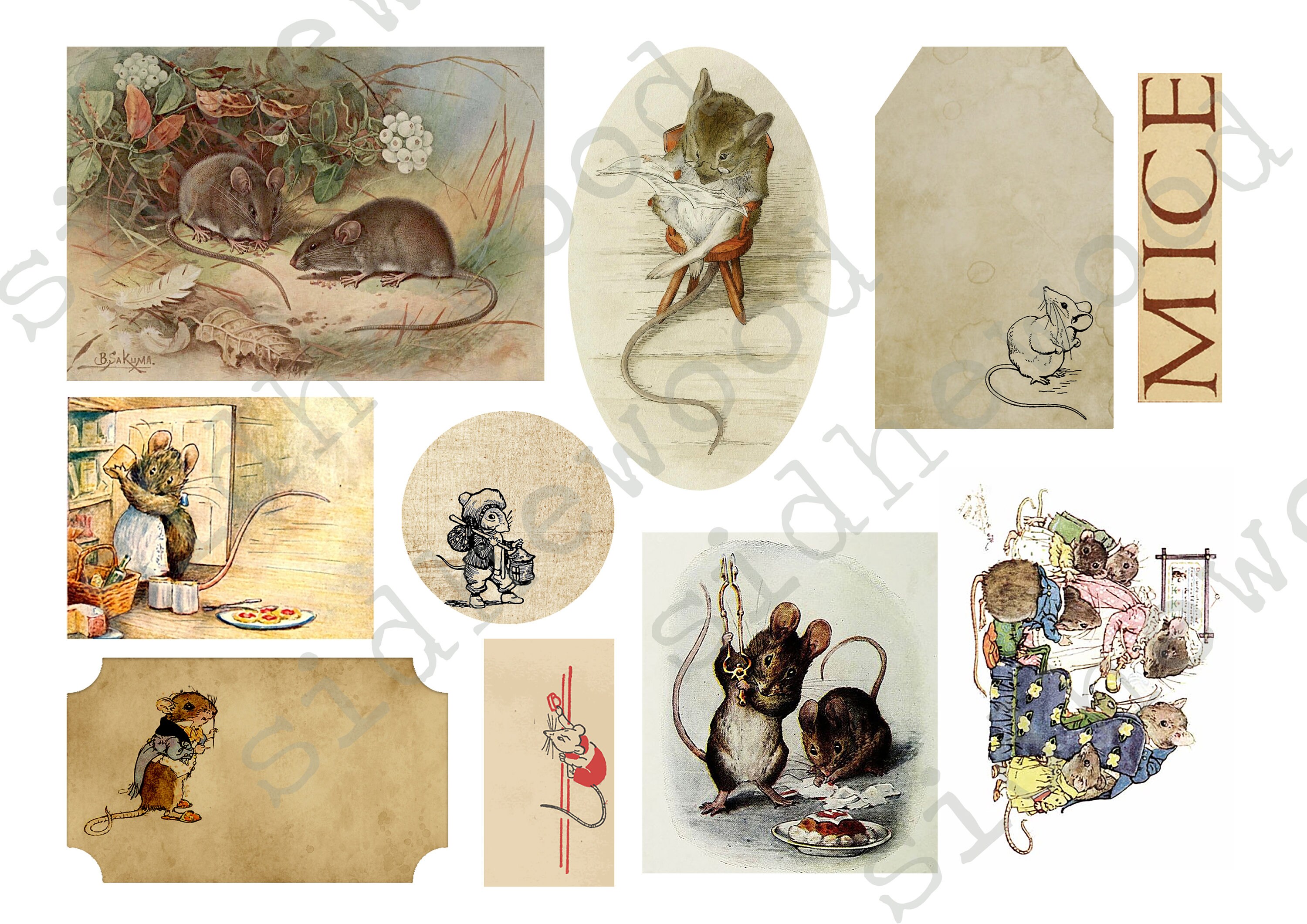 Mice Ephemera, Junk Journals, Printable Paper Crafts, Scrapbooking ...