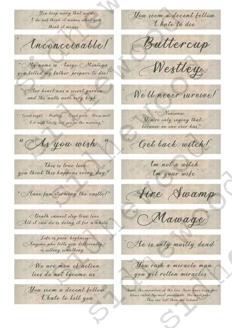 Princess Bride Words and Quotes - Junk Journals, Art Journals, Snail ...