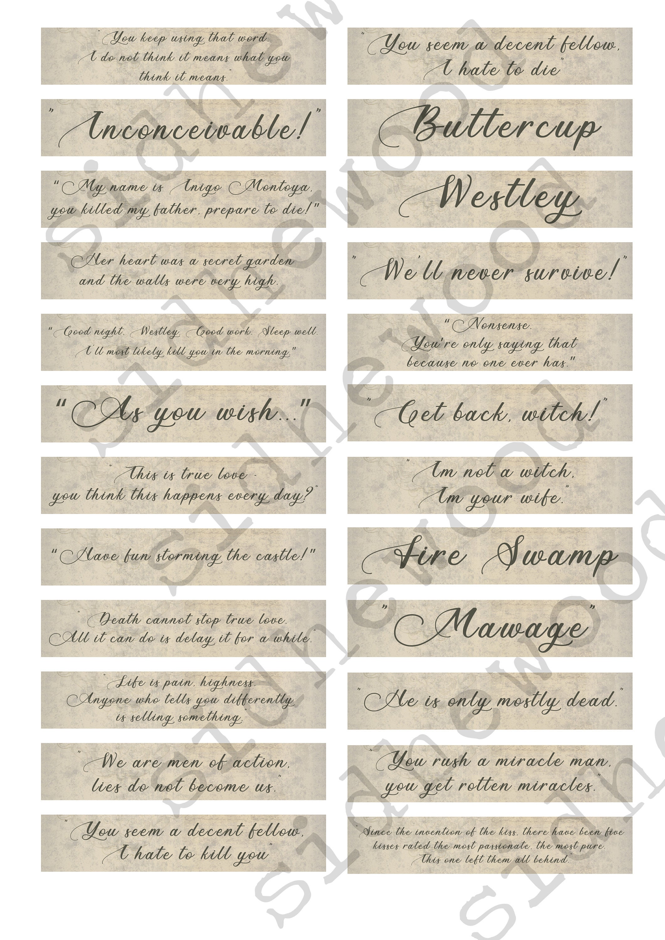 Princess Bride Words and Quotes - Junk Journals, Art Journals, Snail ...