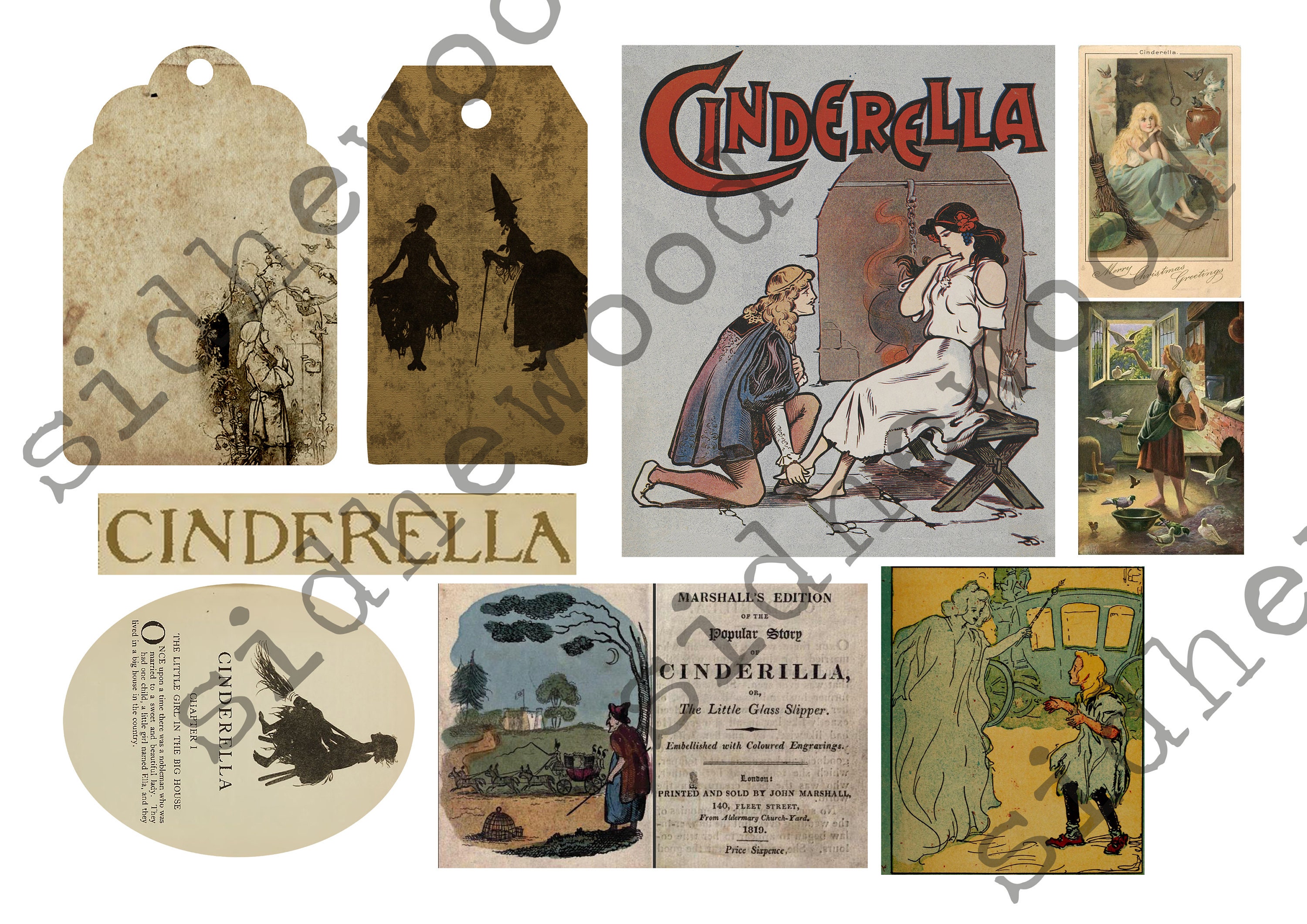 Cinderella Collage Sheet - Words and Pictures for Junk Journals ...