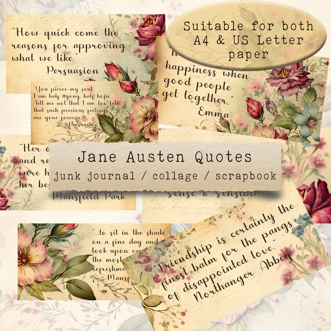 Jane Austen Quotes - Ephemera Words, Junk Journals, Printable Paper ...