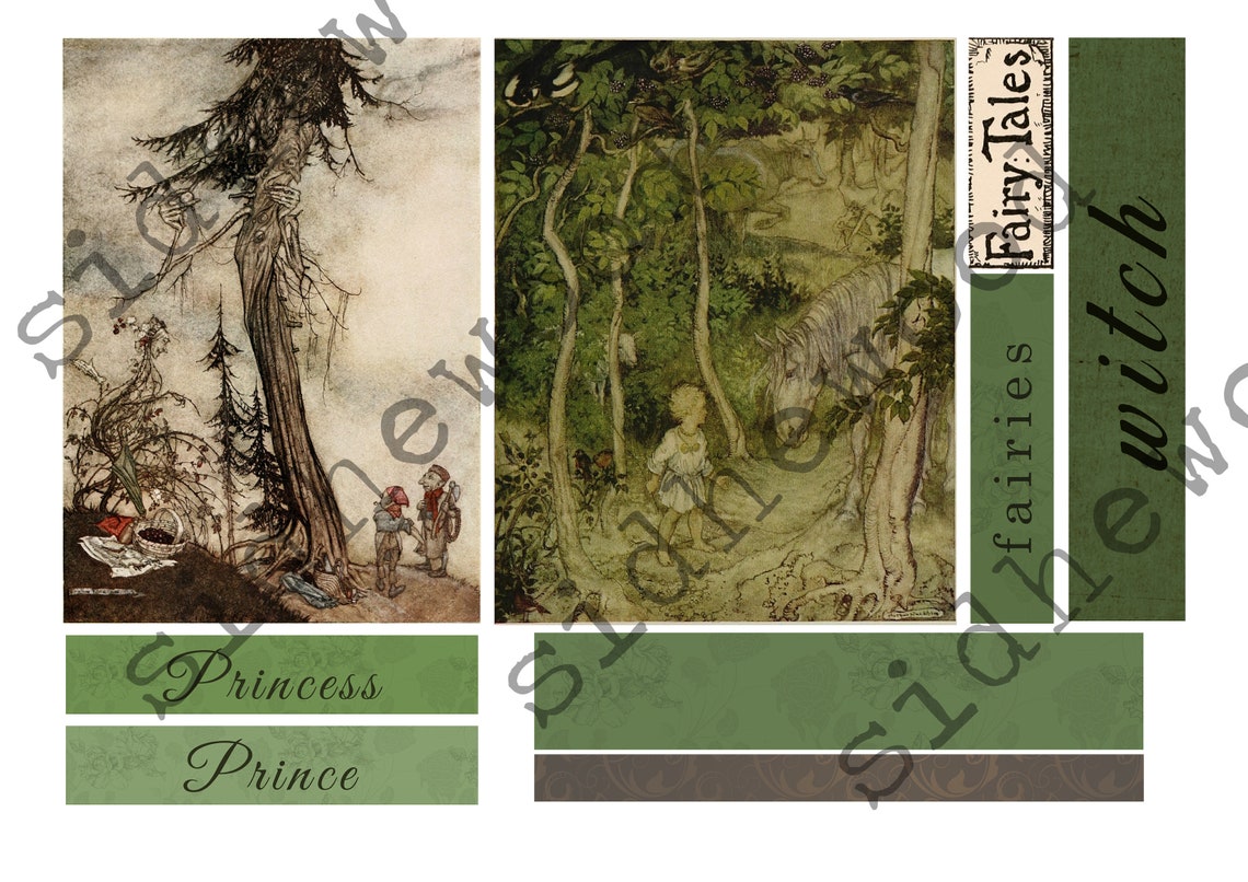 Fairy Tale Forest Collage Sheet - Words and Pictures for Junk Journals ...