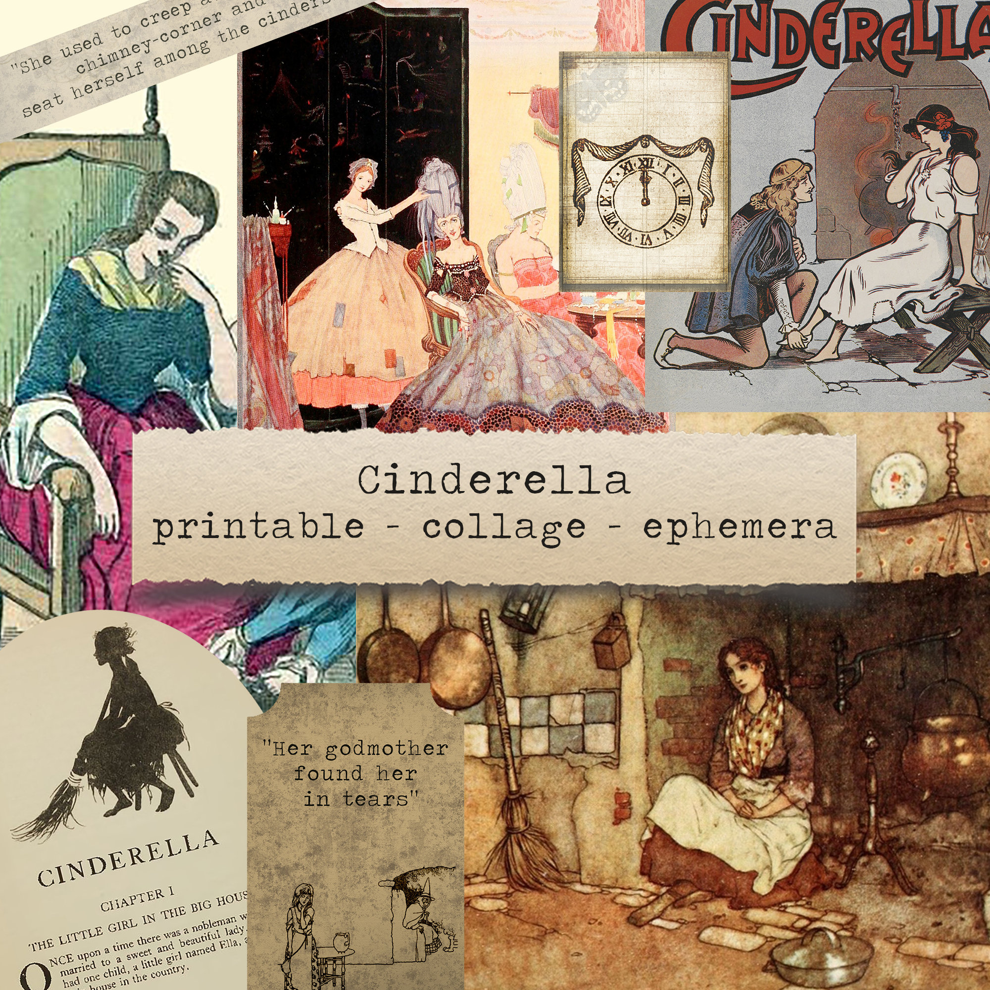 Cinderella Collage Sheet - Words and Pictures for Junk Journals ...