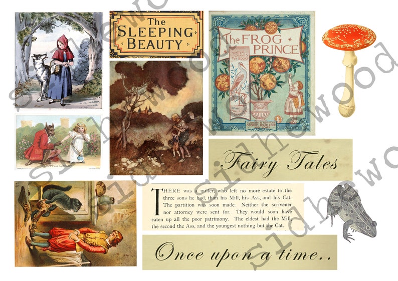 Fairy Tale Collage Sheet - Words and Pictures for Junk Journals ...