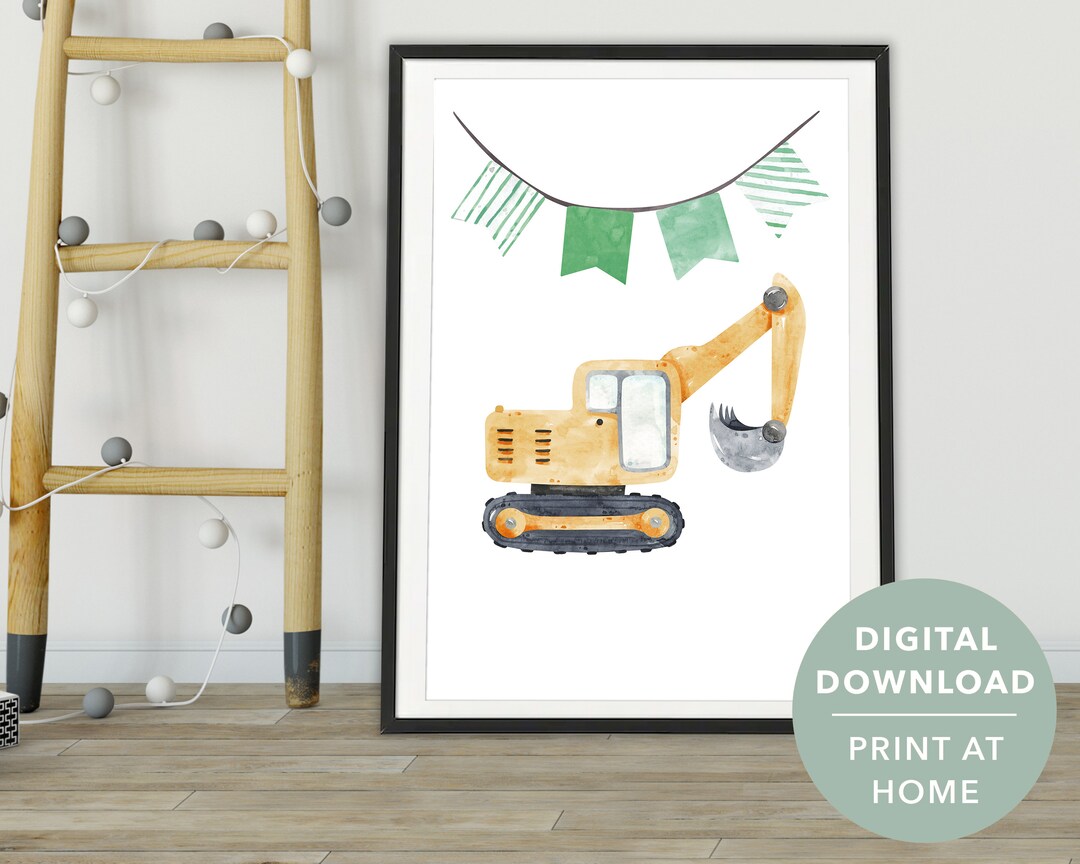 DIGITAL DOWNLOAD Digger Print, Printable Digger Print, Yellow Nursery ...