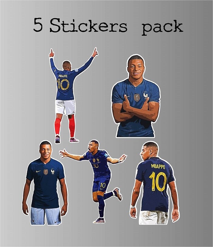 Mbappe Stickers Set Mbappe 5 Sticker Set Laminated Waterproof - Etsy ...