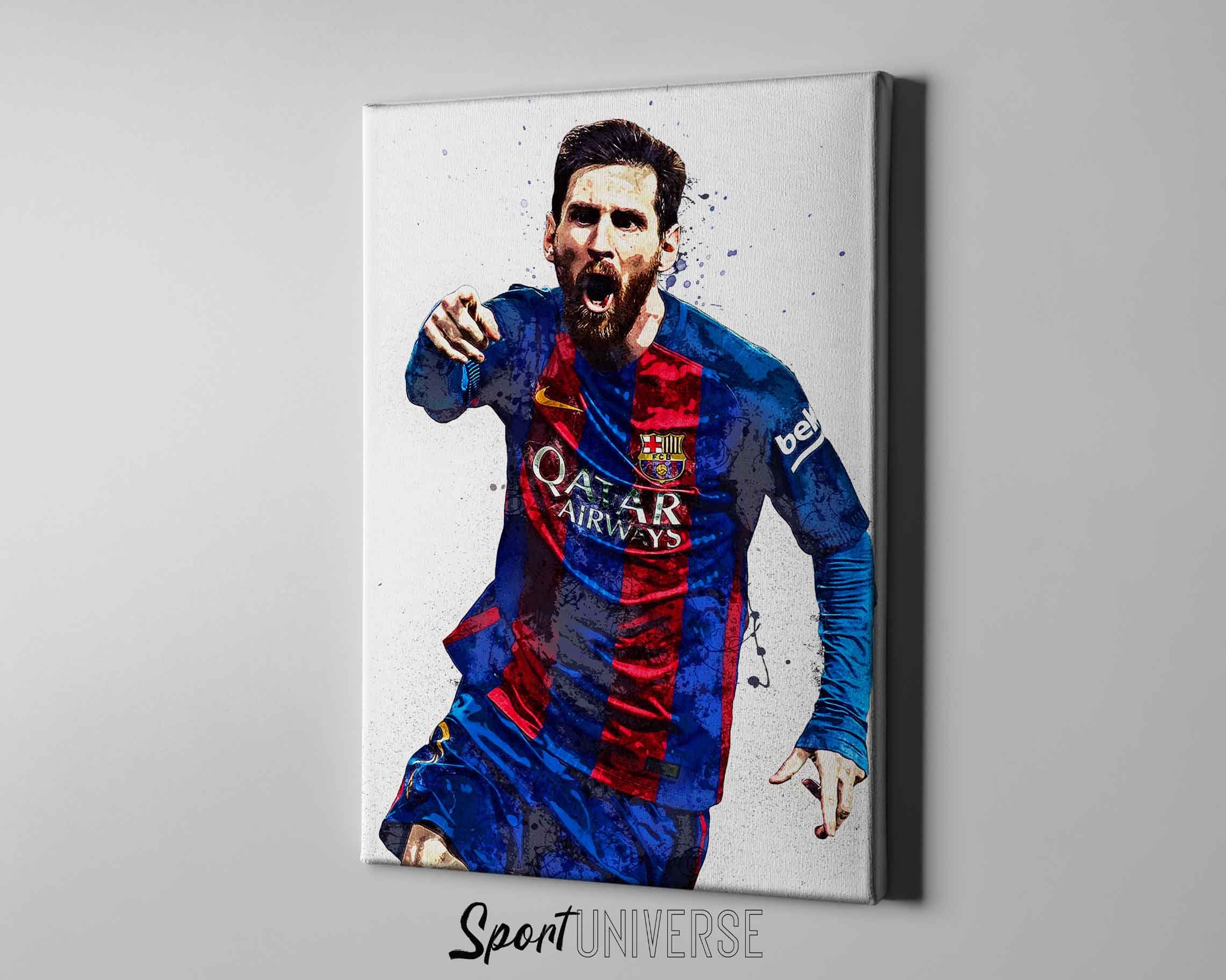 CANVAS PRINT Soccer Gift Soccer Poster Lionel Messi Poster Canvas ...