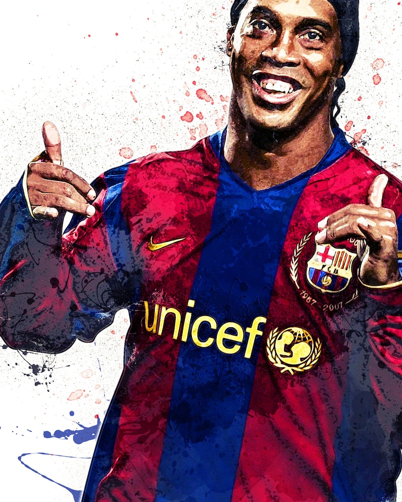 Ronaldinho Poster Ronaldinho Print Barcelona Wall Art Man Cave - Etsy