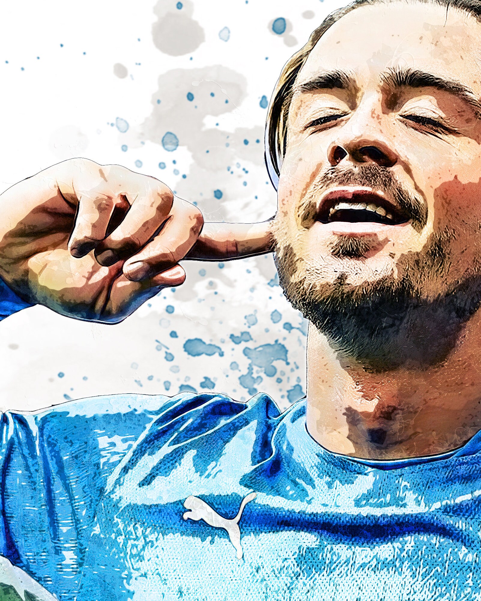 Jack Grealish Poster Jack Grealish Print Manchester City Art Print Wall ...