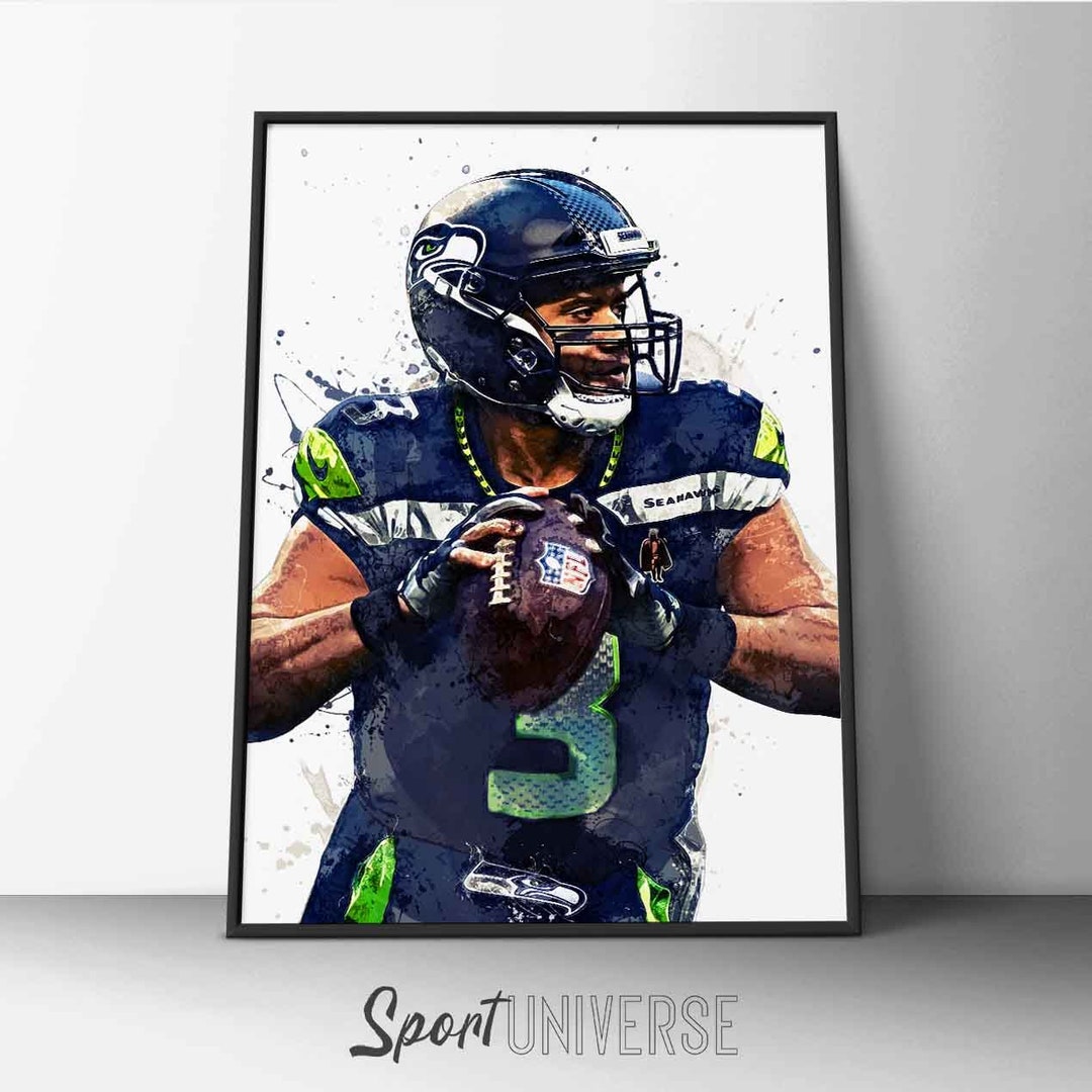 Russell Wilson Poster Russell Wilson Canvas Print Seattle Seahawk Art ...