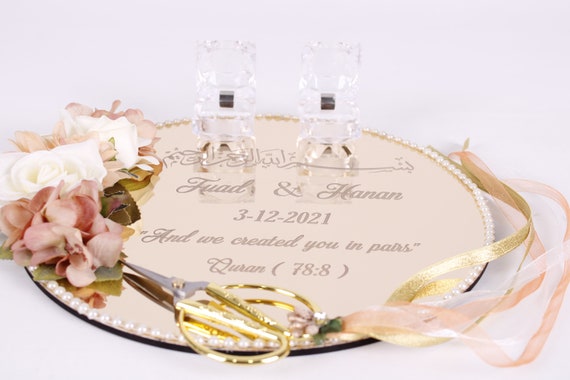 Personalized Wedding Ring Plate Ring Box Scissor Gift Set - Etsy Canada